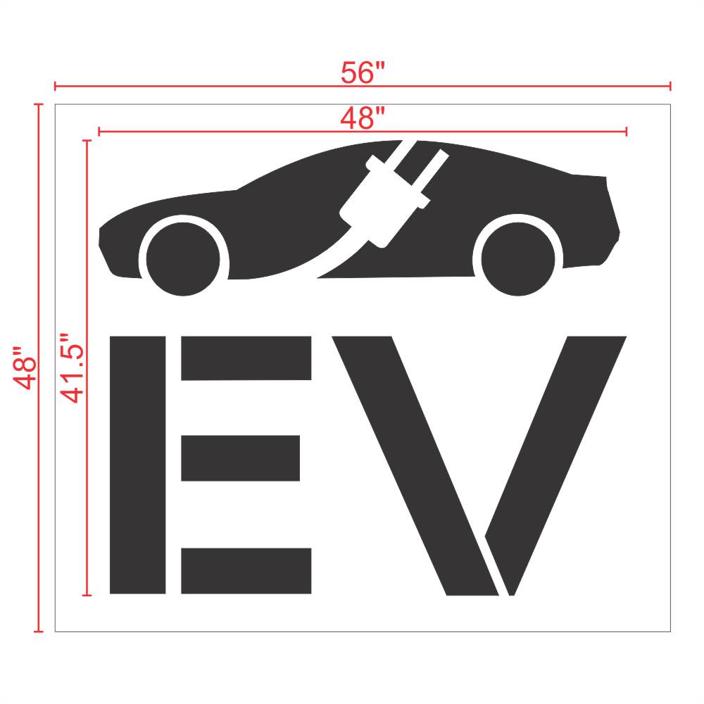 Electric Vehicle Parking Stencil: Durable Design for EV Charging Spots ...