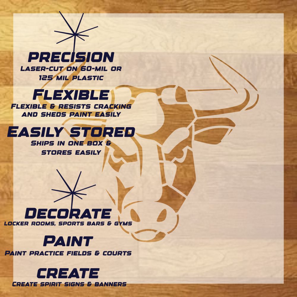 Bull Head Mascot Stencil: Bulls Team Mascot Stencils – Stencil Ease