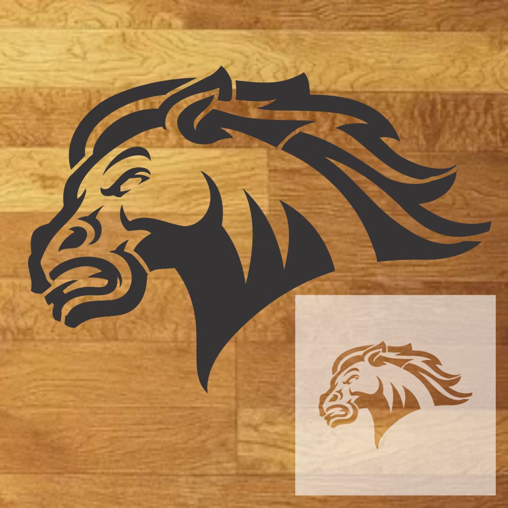 Bronco Head Mascot Stencil – Stencil Ease
