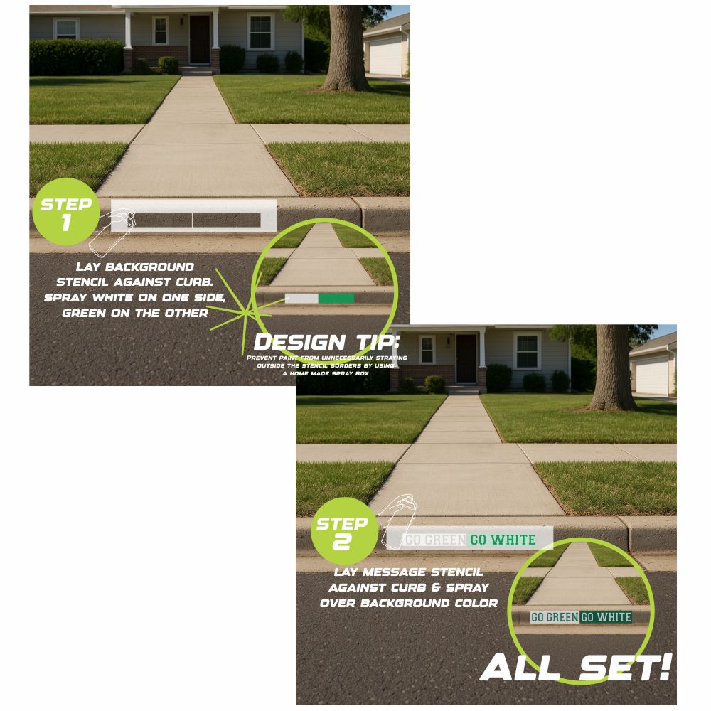 Go Green Go White Curb Painting Stencil – Stencil Ease