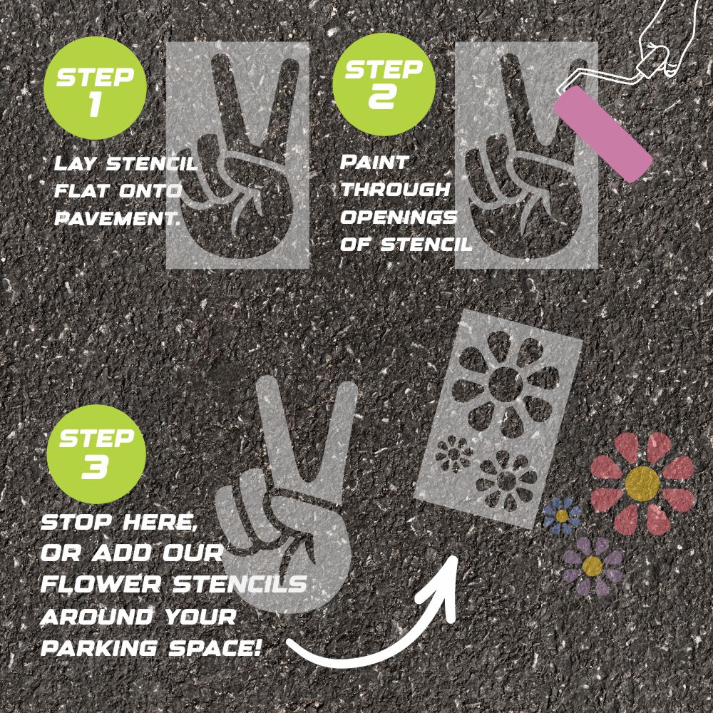 Peace Stencil for Painting Senior Parking Lot Spaces – Stencil Ease