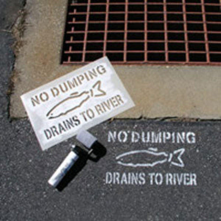 No Dumping Drains to River Storm Drain Stencil | Keep Rivers Clean with ...