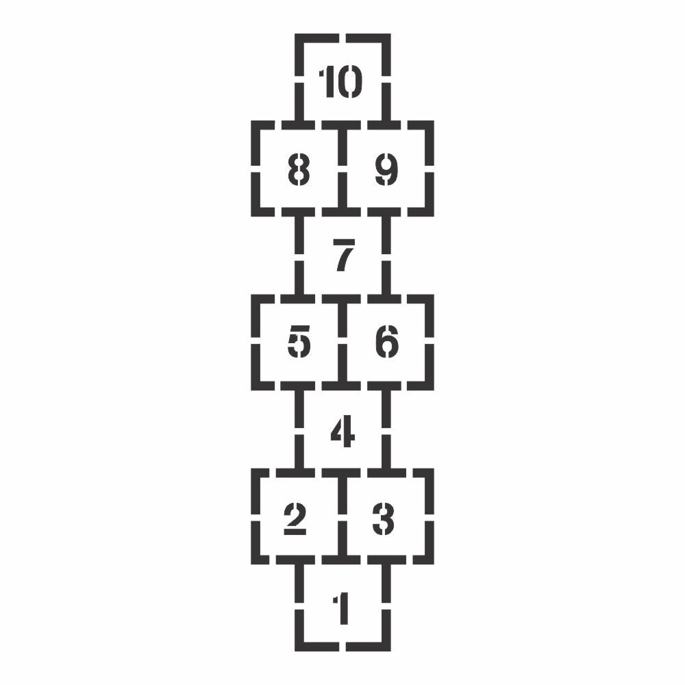 Traditional Square Hopscotch Stencil | Classic Playground Game Design ...