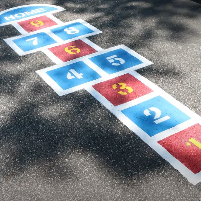 Traditional Square Hopscotch Stencil | Classic Playground Game Design ...