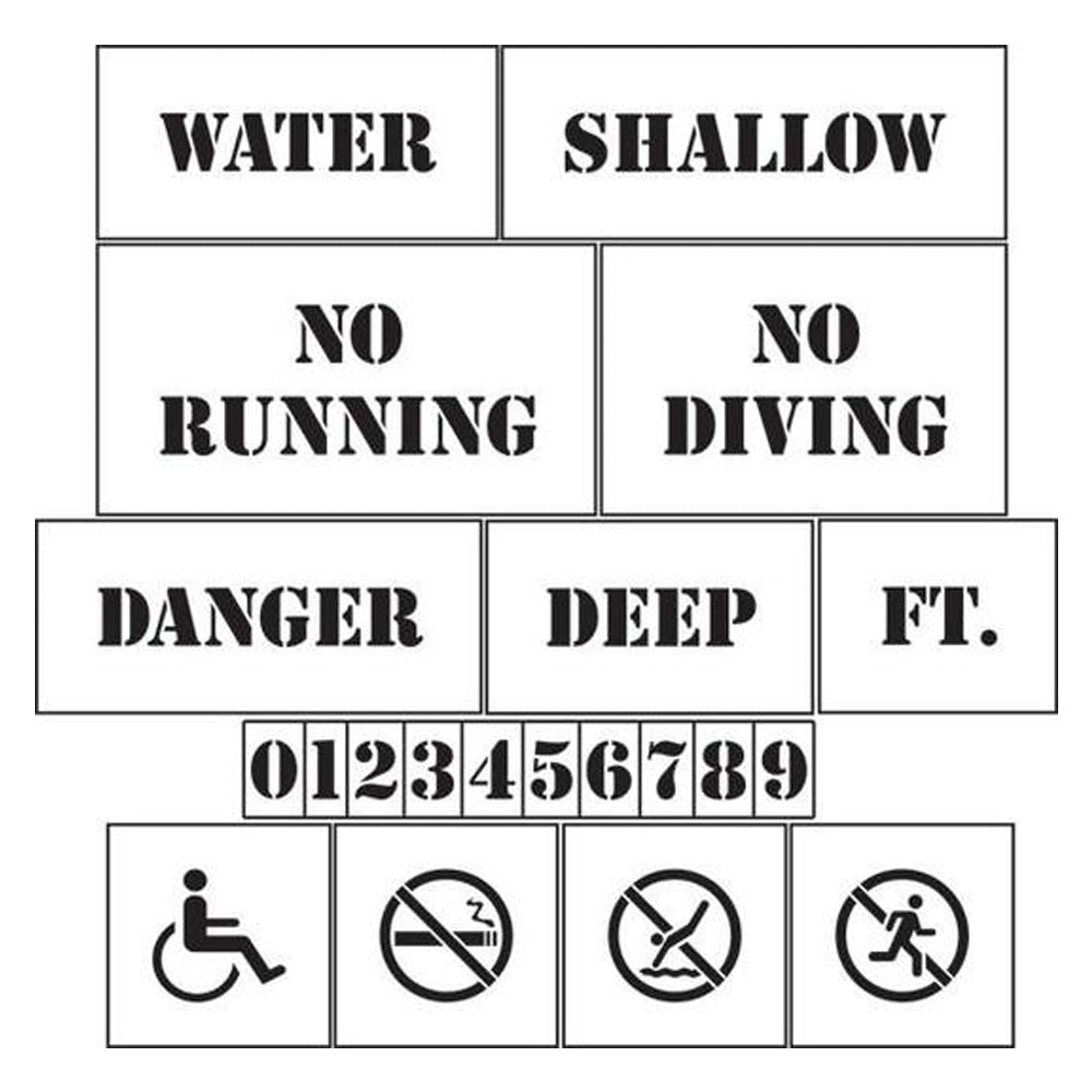 Pool Area Marking Stencils Kit | Essential for Pool Area – Stencil Ease